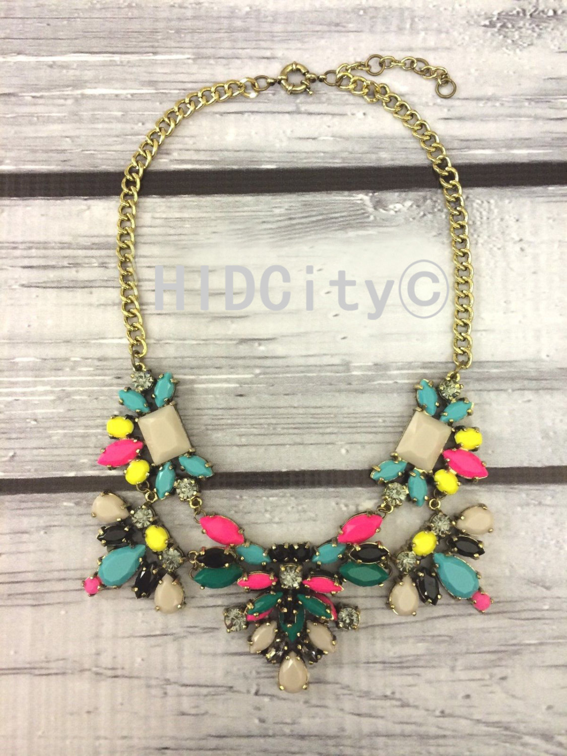Technicolor Floral Neon Statement Necklace Bid Necklace Statement ...