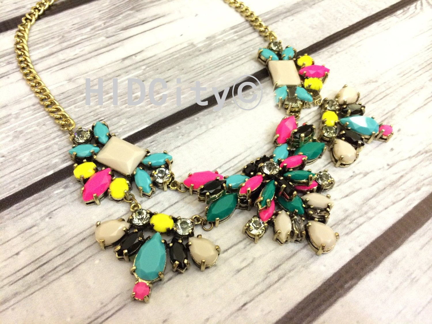 Technicolor Floral Neon Statement Necklace Bid Necklace Statement Necklace on Luulla